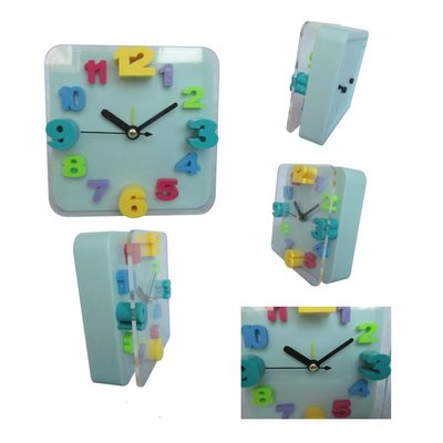 Square digital clock with glass