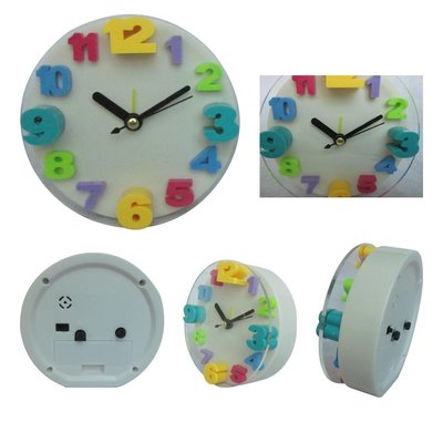 Round digital clock with glass