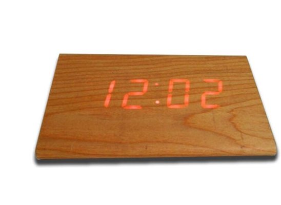 Fashion Design Triangle Shape Wooden Digital Alarm Clock
