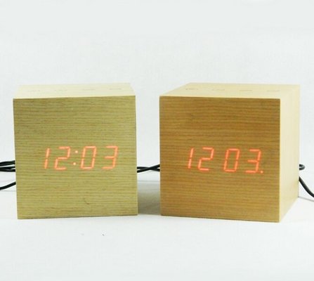 LED digital wooden touch control desk clock