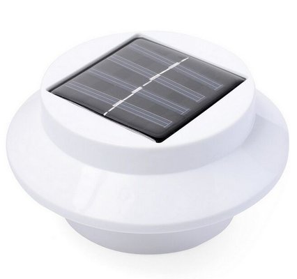 Solar Powered Fence Gutter Light with 3 LED 2 Battery Outdoor Garden Wall Lobby Lamp(White)