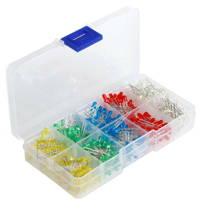 500Pcs/lot 3mm LED Diode Kit Ultra Bright LEDs Lights Lamp Emitting Diodes White Yellow Red Blue Green DIY Kit Set Bulb