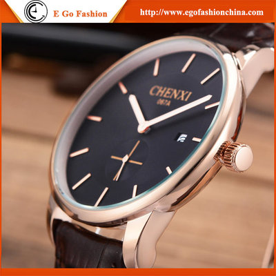 Trendy Watch for Business Man Sport Wristwatches Men Stainless Steel Genuine Leather Watch