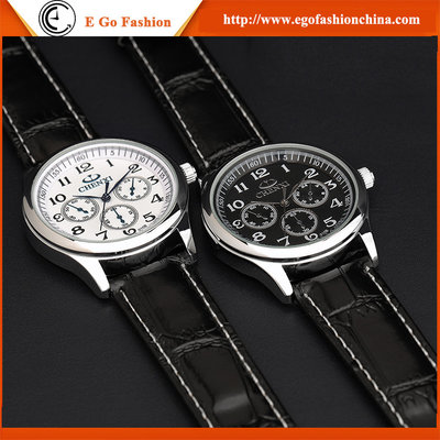 010B Fashion Jewelry Wholesale Stainless Steel Watches Leather Band Quartz Analog Watches
