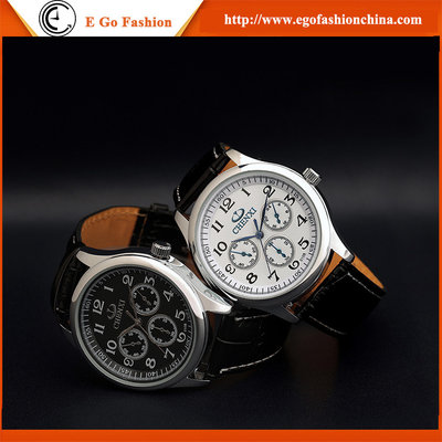 010B Fashion Jewelry Wholesale Stainless Steel Watches Leather Band Quartz Analog Watches