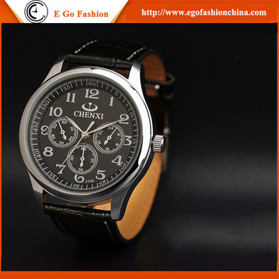 010B Fashion Jewelry Wholesale Stainless Steel Watches Leather Band Quartz Analog Watches
