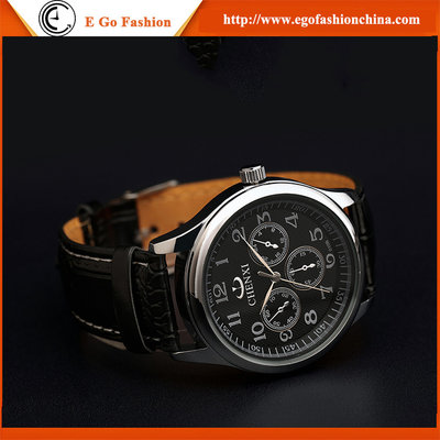 010B Fashion Jewelry Wholesale Stainless Steel Watches Leather Band Quartz Analog Watches