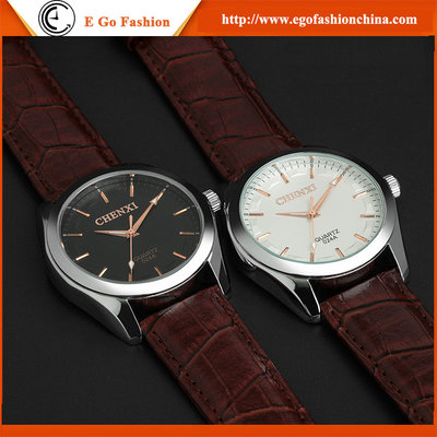 024A Couple Watches Unisex Gift Wristwatch Stainless Steel Back Genuine Leather Watch Man