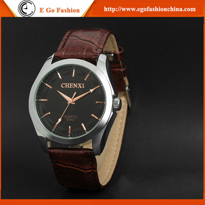 024A Couple Watches Unisex Gift Wristwatch Stainless Steel Back Genuine Leather Watch Man
