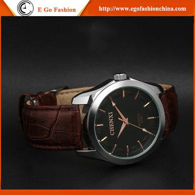 024A Couple Watches Unisex Gift Wristwatch Stainless Steel Back Genuine Leather Watch Man