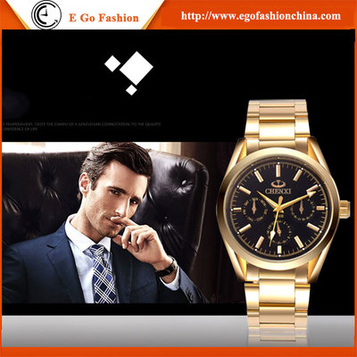 006B IPG 3 Subdials Watches Full Gold Golden Watch Man Quartz Watch Stainless Steel Watch