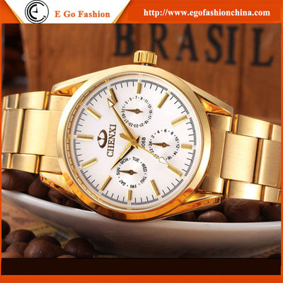 006B IPG 3 Subdials Watches Full Gold Golden Watch Man Quartz Watch Stainless Steel Watch