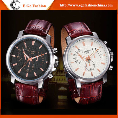 058A 3 Small Dials Watch Unisex Watch Genuine Leather Watch Business Watch Quartz Watch