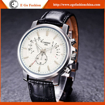 058A 3 Small Dials Watch Unisex Watch Genuine Leather Watch Business Watch Quartz Watch