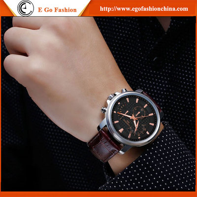 058A 3 Small Dials Watch Unisex Watch Genuine Leather Watch Business Watch Quartz Watch
