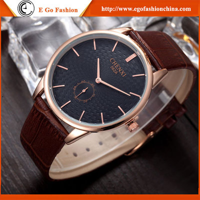 062A Rose Gold Watch Working Subdial Leather Watch Quartz Analog Watches Unisex Men Watch