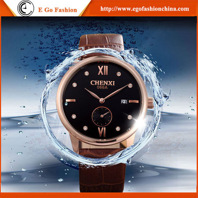 066A Fashion Business Watch Super Classic Design Rose Gold Roman Numbers Unisex Watch Hot