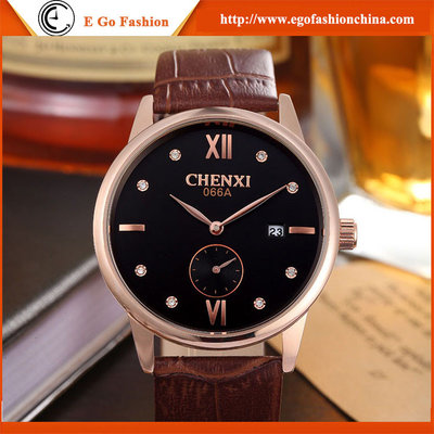 066A Fashion Business Watch Super Classic Design Rose Gold Roman Numbers Unisex Watch Hot