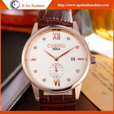 066A Fashion Business Watch Super Classic Design Rose Gold Roman Numbers Unisex Watch Hot