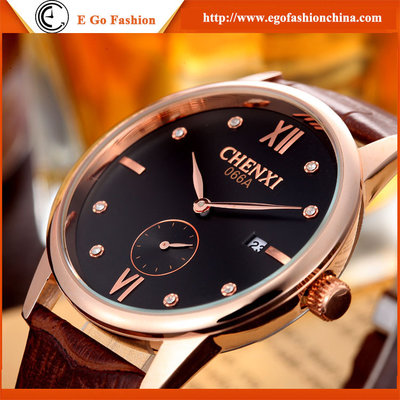 066A Fashion Business Watch Super Classic Design Rose Gold Roman Numbers Unisex Watch Hot