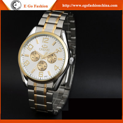 006C Fashion Watches Wholesale Stainless Steel Watch 3 Subdials Watch Quartz Gold Watches