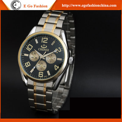006C Fashion Watches Wholesale Stainless Steel Watch 3 Subdials Watch Quartz Gold Watches