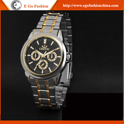 018A E Go Fashion Watches Man 3 Small Dials Golden Watch Original Japan Quartz Watch Mens