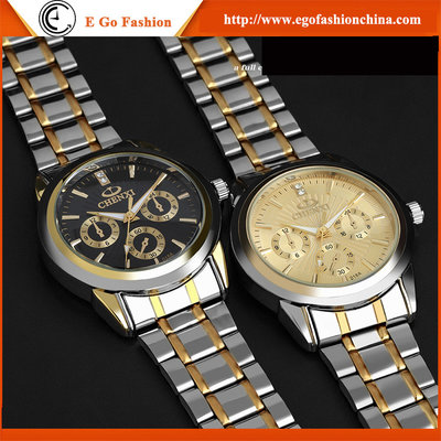 018A E Go Fashion Watches Man 3 Small Dials Golden Watch Original Japan Quartz Watch Mens