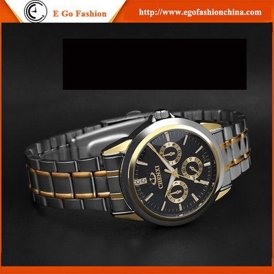 018A E Go Fashion Watches Man 3 Small Dials Golden Watch Original Japan Quartz Watch Mens