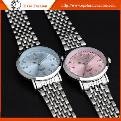 026A Pink Watch Blue Sapphire Watches Man Stainless Steel Watch Quartz Watch Women's Watch