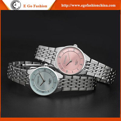 030A Pink Solid Color Watch Stainless Steel Watch Fashion Casual Watch Couple Watch Gift