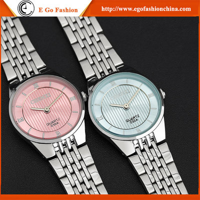 030A Pink Solid Color Watch Stainless Steel Watch Fashion Casual Watch Couple Watch Gift