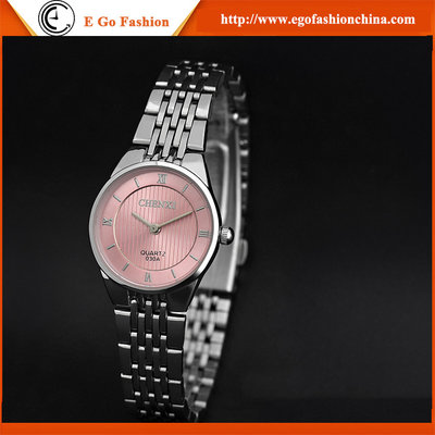 030A Pink Solid Color Watch Stainless Steel Watch Fashion Casual Watch Couple Watch Gift
