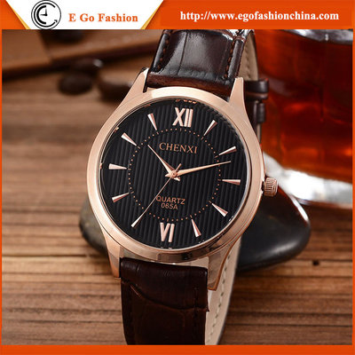 065A Fashion Business Watch Quartz Watches Rose Gold Silver Stainless Steel Leather Watch