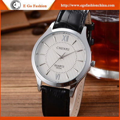 065A Fashion Business Watch Quartz Watches Rose Gold Silver Stainless Steel Leather Watch