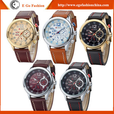 CURREN Watch Rose Gold Plate Big Dial Watch Top Quality Branding Watches Genuine Leather