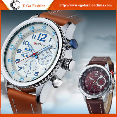 CURREN Watch Rose Gold Plate Big Dial Watch Top Quality Branding Watches Genuine Leather