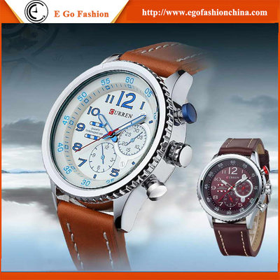 CURREN Watch Rose Gold Plate Big Dial Watch Top Quality Branding Watches Genuine Leather
