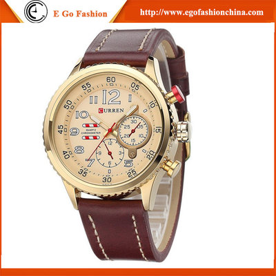 CURREN Watch Rose Gold Plate Big Dial Watch Top Quality Branding Watches Genuine Leather