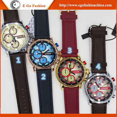 3 Subdials for Decoration CURREN Watch Blue Black Quartz Analog Watches Gift Wristwatch