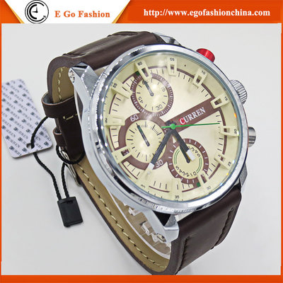 E Go Fashion 8170 Stainless Steel Caseback Watch Sports Watch Retro Leather Watch Curren