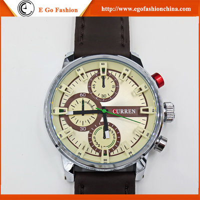 E Go Fashion 8170 Stainless Steel Caseback Watch Sports Watch Retro Leather Watch Curren