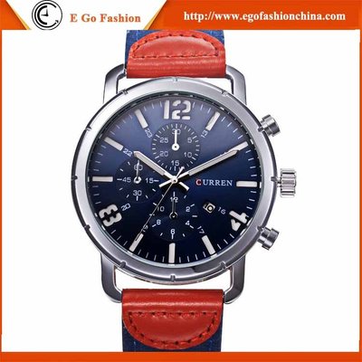 Fashion Business Men's Watch Stainless Steel Leather Band Top Brand CURREN Watches Gift