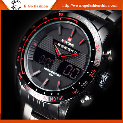 NAVIFORCE Watch 9024BBR LED Light Stainless Steel Watch Quartz Analog Watch Sports Watches