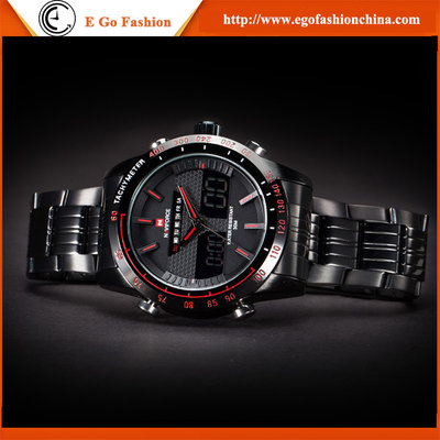 NAVIFORCE Watch 9024BBR LED Light Stainless Steel Watch Quartz Analog Watch Sports Watches
