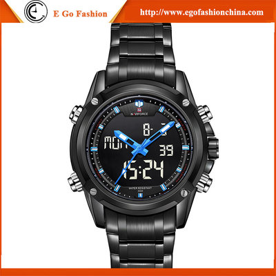 Yellow LED Light Watch Fashion Cool Watches Man Stainless Steel Watch Quartz Analog Watch