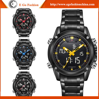 Yellow LED Light Watch Fashion Cool Watches Man Stainless Steel Watch Quartz Analog Watch