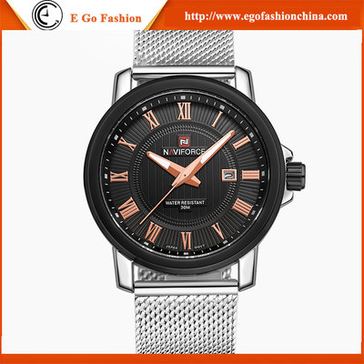 905201 Naviforce Business Watch Man Rose Gold Black Silver Full Stainless Steel Watch Men