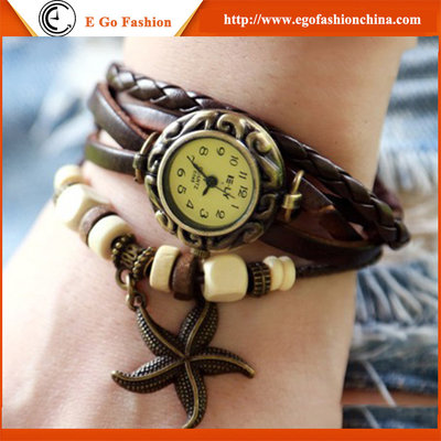 Starfish Pendant Watch Unisex Girls Watch Female Gift Wristwatch Leather Bracelet Watch