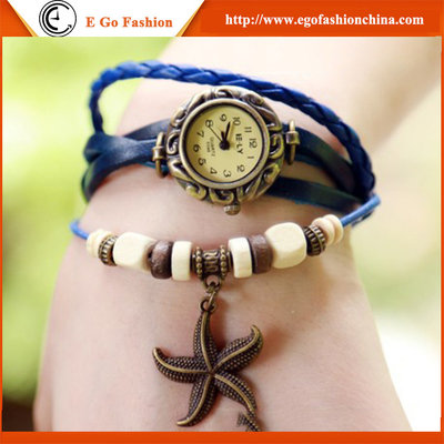 Starfish Pendant Watch Unisex Girls Watch Female Gift Wristwatch Leather Bracelet Watch